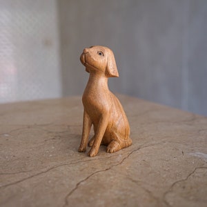 Dog Sitting 4 Inch / 10 Cm , Wood Statue, Wood Carving, Figurine, Home ...