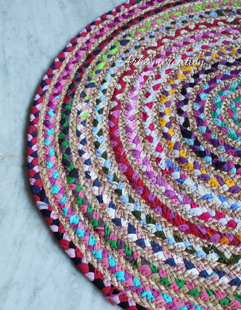28 Round Chindi Jute Rug Floor Decorative Round Rug - Etsy
