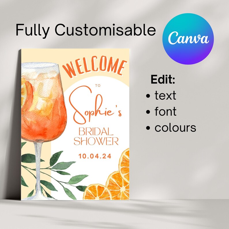 EDITABLE Spritz Themed Bridal Shower Welcome Sign Template, Edit in ...
