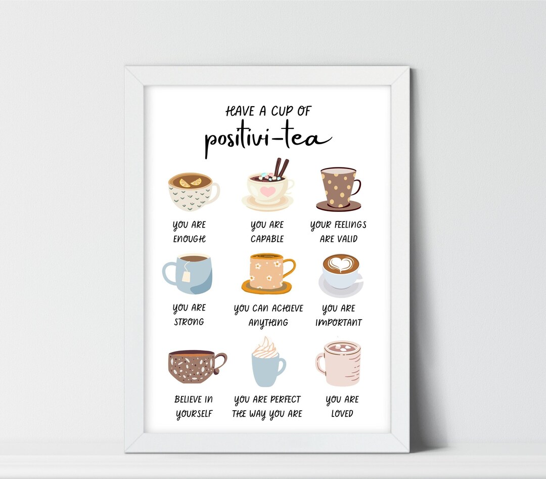Have A Cup of Positivi-tea Affirmations Poster, Empowerment, Daily ...