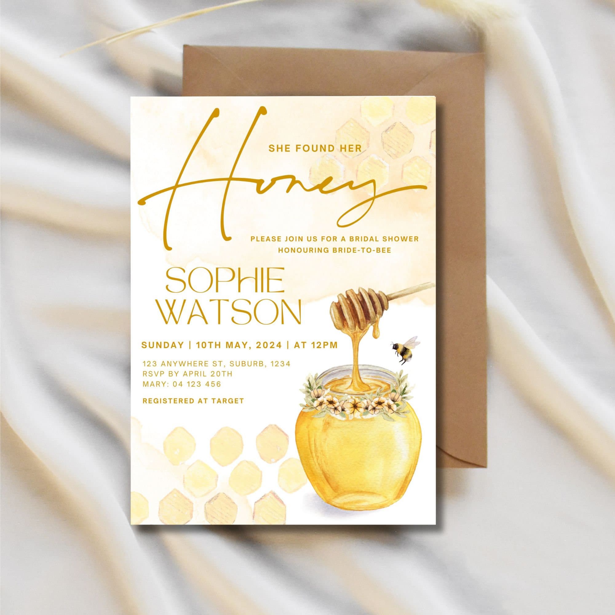 She Found Her Honey Bridal Shower Invitation Template, Edit in Canva ...