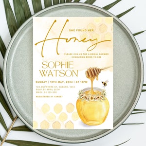 She Found Her Honey Bridal Shower Invitation Template, Edit in Canva ...