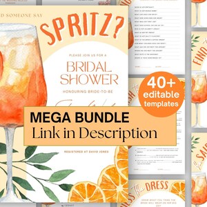 EDITABLE Italian Spritz Themed Bridal Shower Games Bundle, Edit in ...