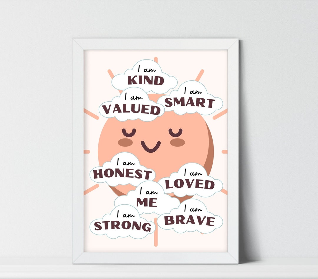 Boho Kids Positive Affirmations Poster, Sun Print, Kids Classroom ...