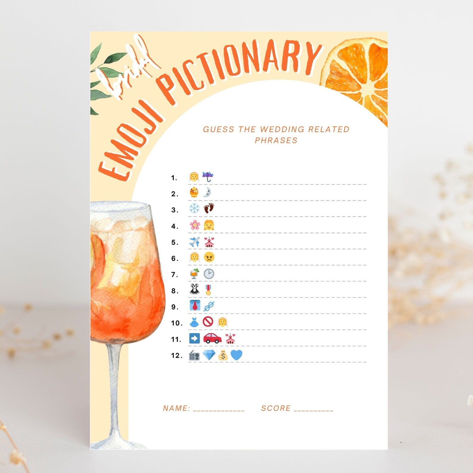 EDITABLE Italian Spritz Themed Bridal Shower Games Bundle, Edit in ...