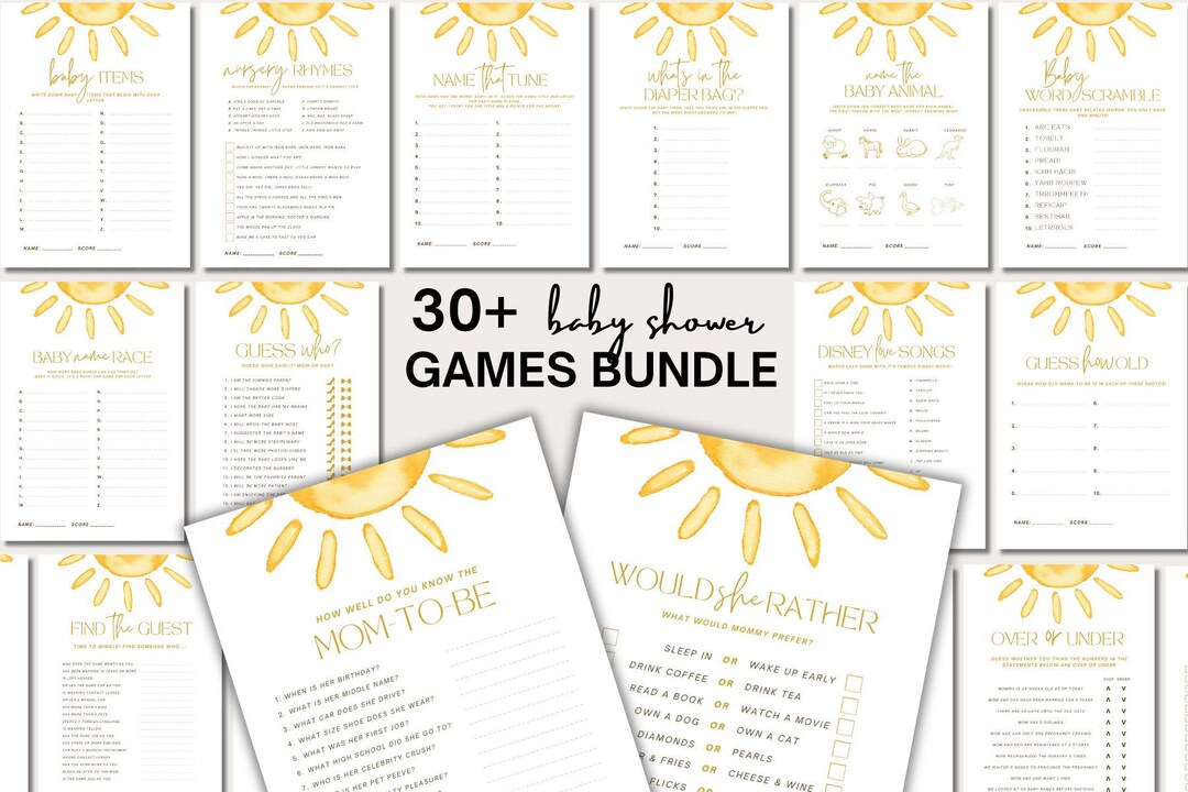 EDITABLE Sun Baby Shower Games Template Bundle, Pack of 35 Games, Baby ...