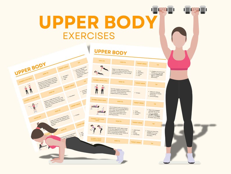 Upper Body Exercise Guide Printables | Toned Arms, Shoulders & Back ...