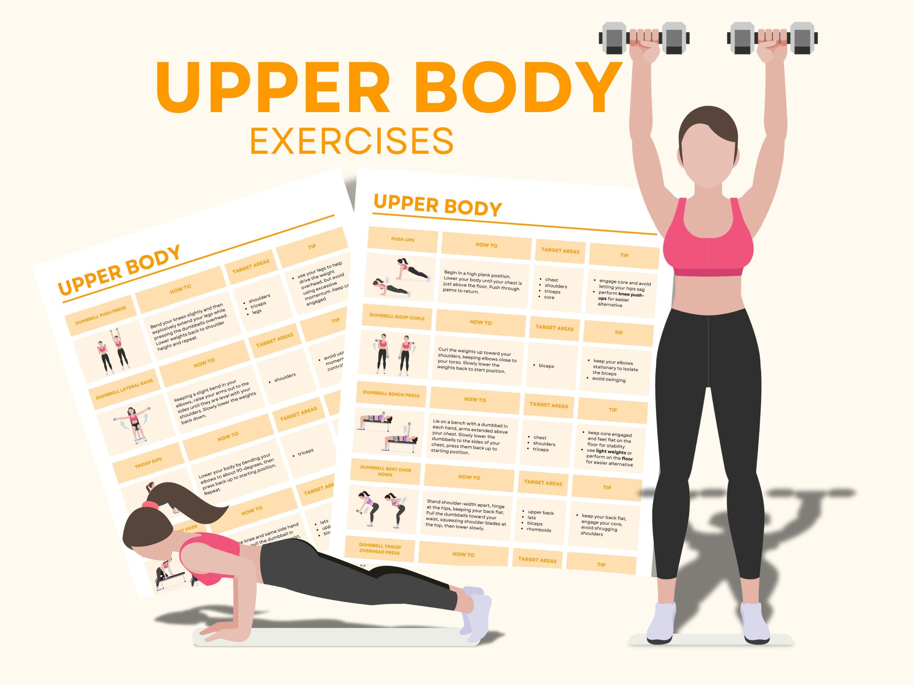 Upper Body Exercise Guide Printables | Toned Arms, Shoulders & Back ...
