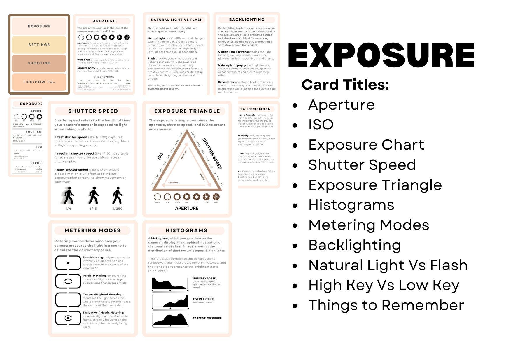 Photography Cheat Cards, 44 Mini Photography Learning Guides, Instant ...