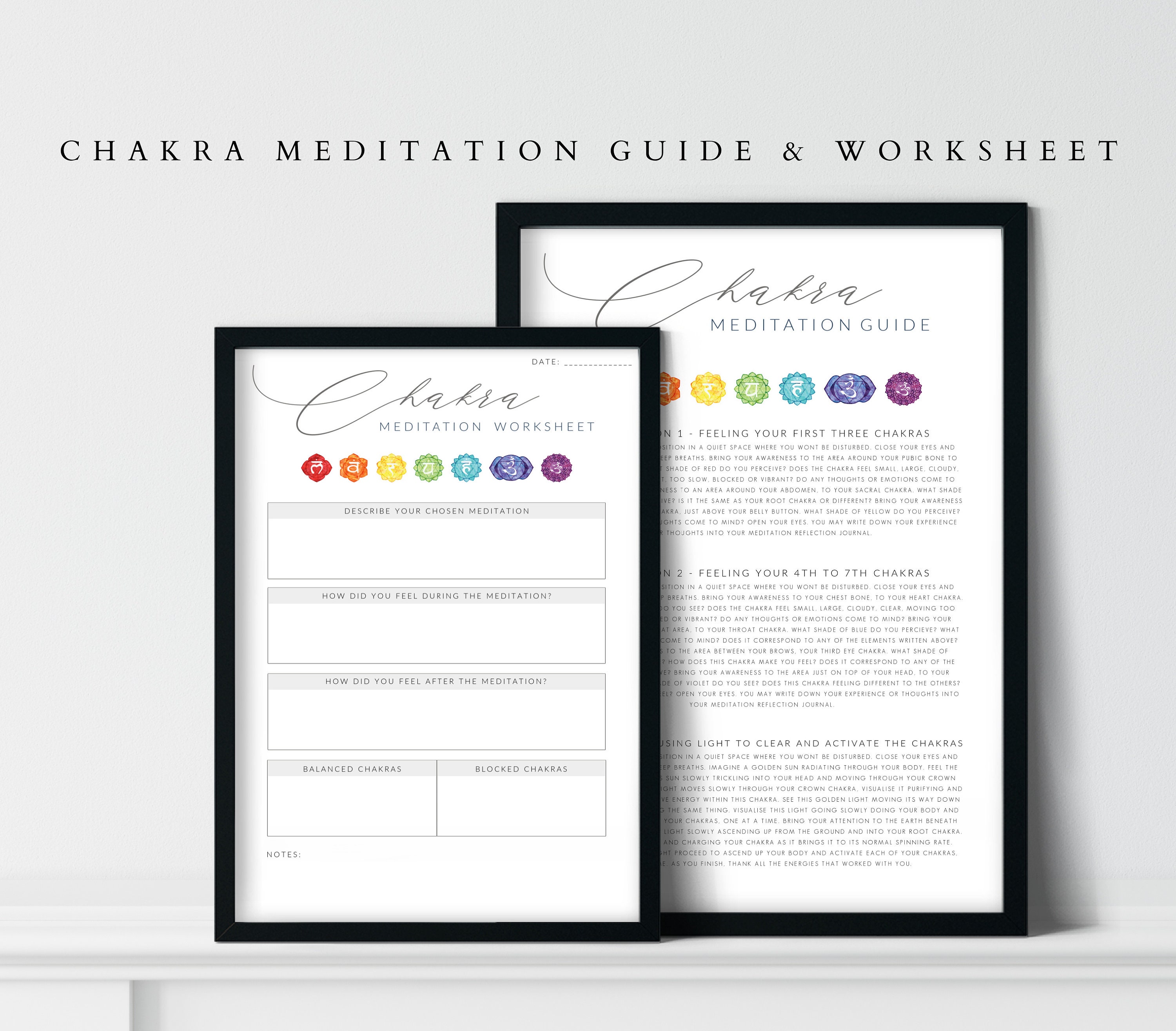 Chakra Meditation Guide and Worksheet, Chakra Alignment DIGITAL ...