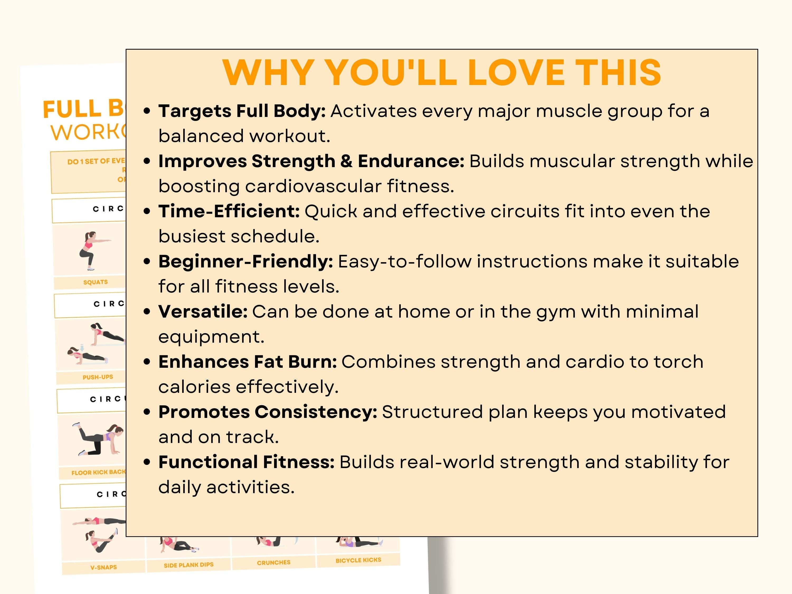 Full Body Circuit Workout Template | Printable Fitness Program ...