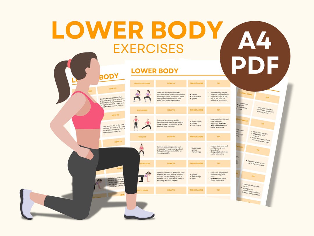 Lower Body Exercise Guide Printables | Toned Legs | Leg and Glute ...
