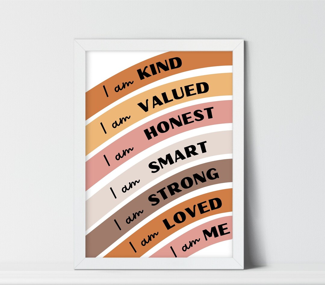 Boho Rainbow Affirmations Poster, A4 and US Letter, Positive ...