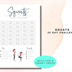 Fitness 30 Day Challenge Printable / Squat Challenge / Plank Challenge ...