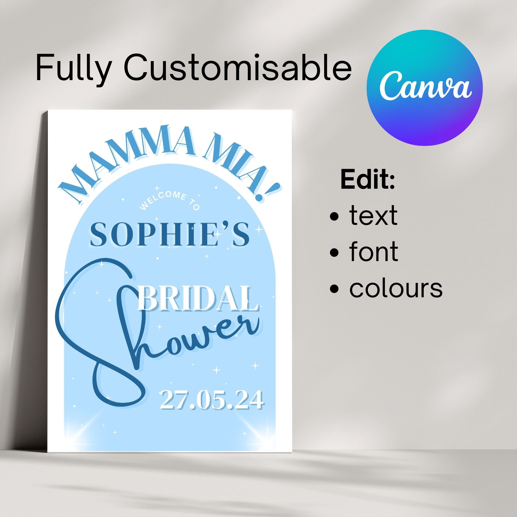 MAMMA MIA Bridal Welcome Sign, Editable Bridal Templates, Bachelorette ...