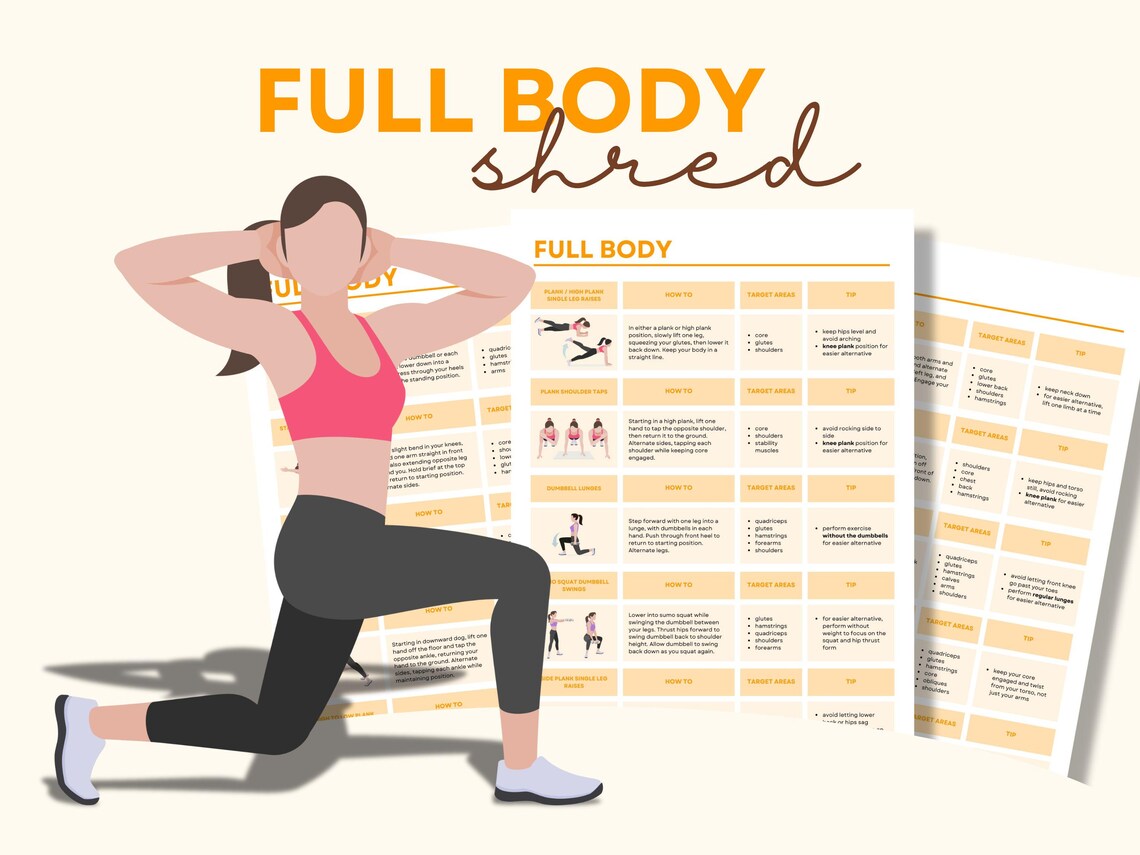 Full Body Shredding Workout Printables | Total Body Strength & Toning ...