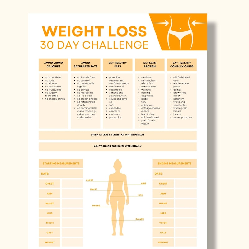30 Day Weight Loss Challenge - Etsy