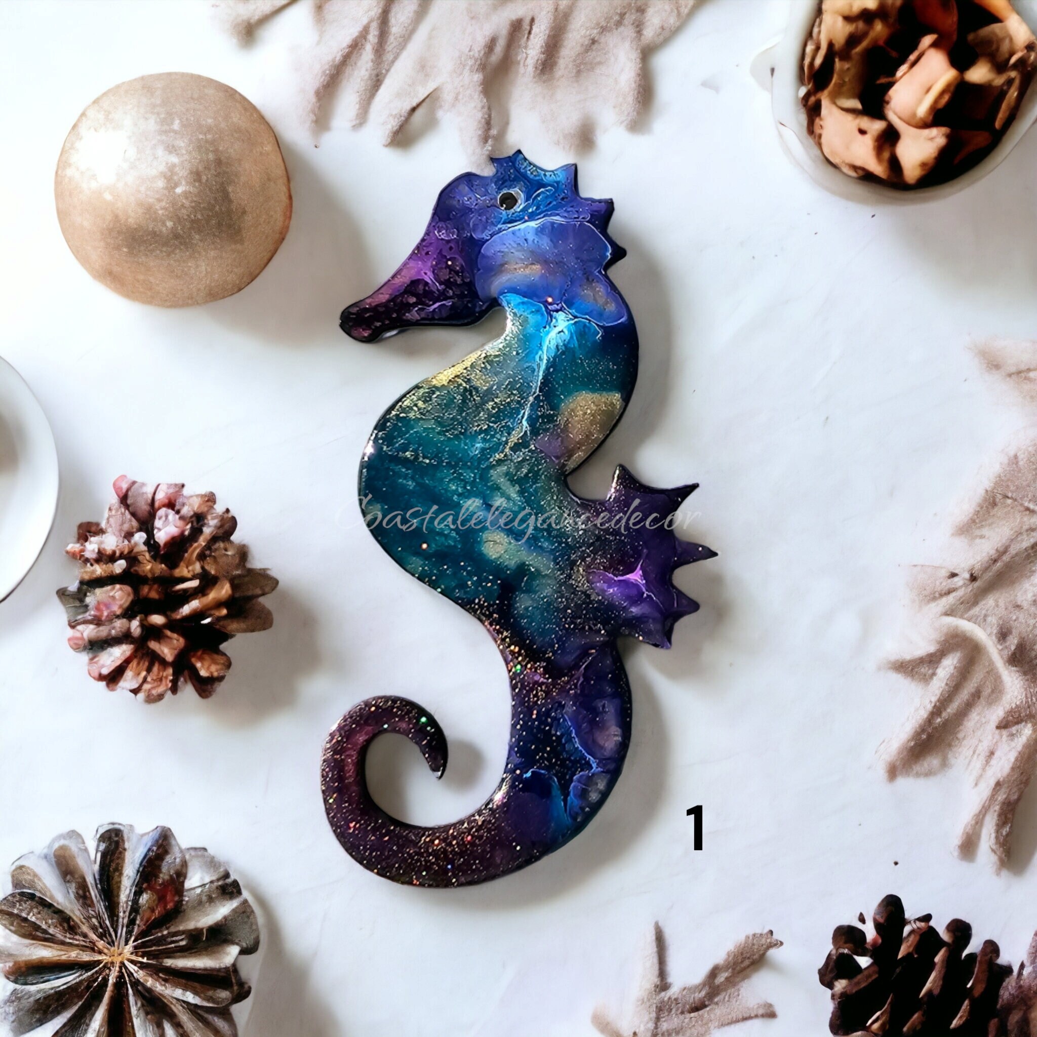 Adornos playeros de madera y resina de caballito de mar - Etsy España