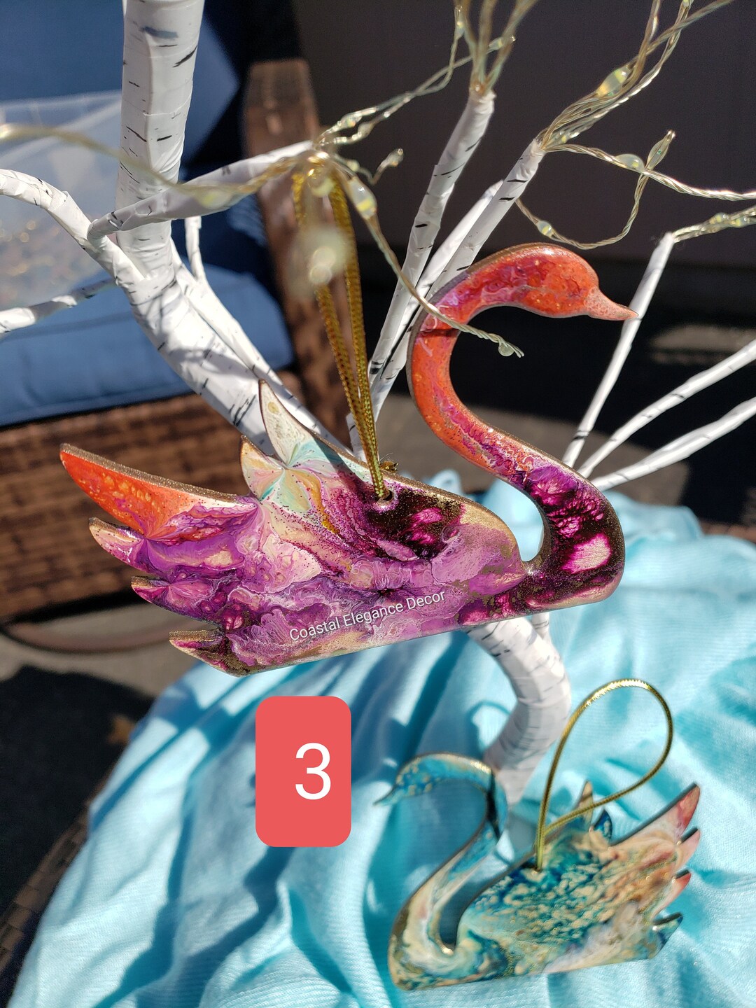 Handmade Swan Resin and Wood Christmas Ornament - Etsy