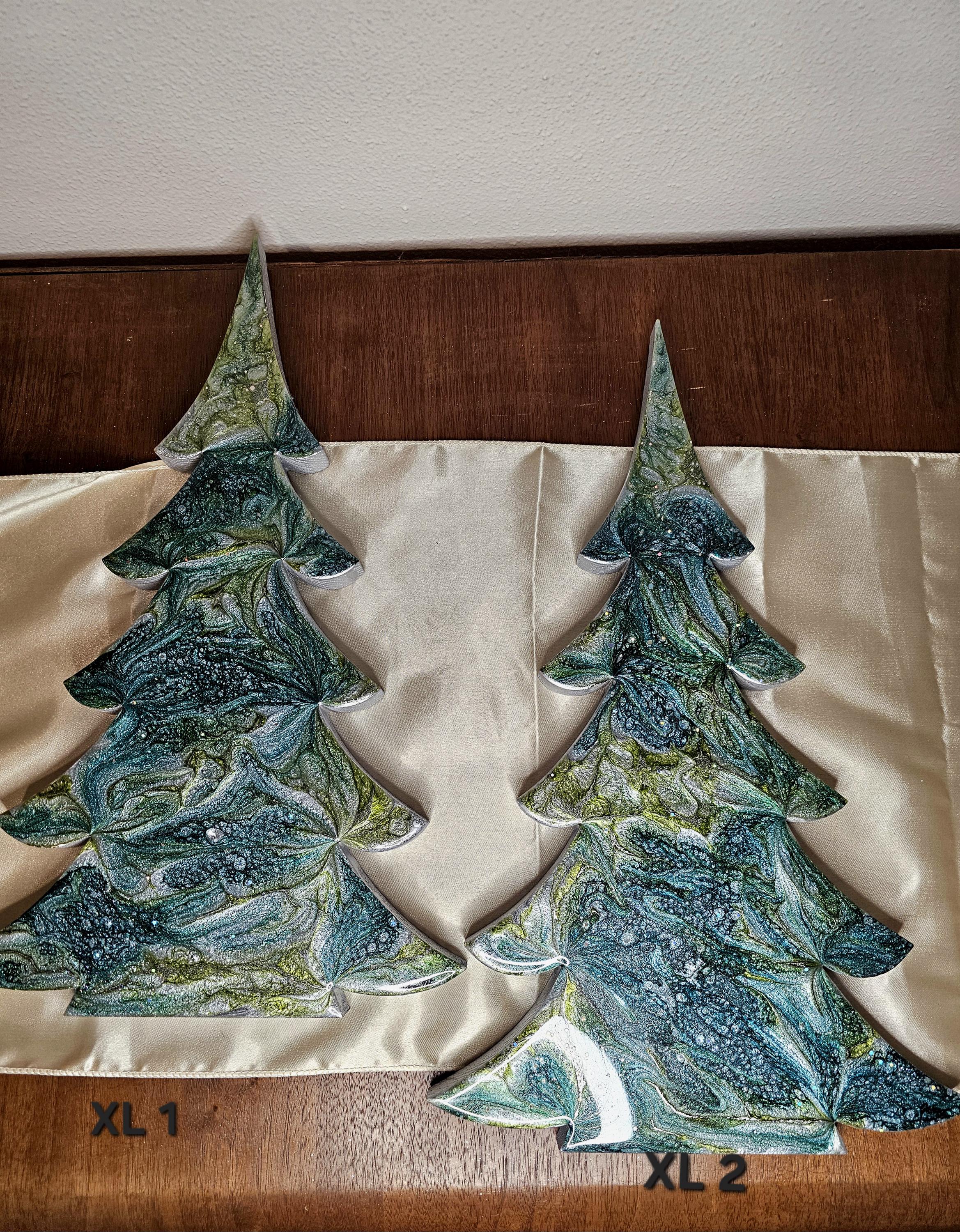 Handcrafted Tabletop Sparkly Greens and Silver Evergreen Christmas ...