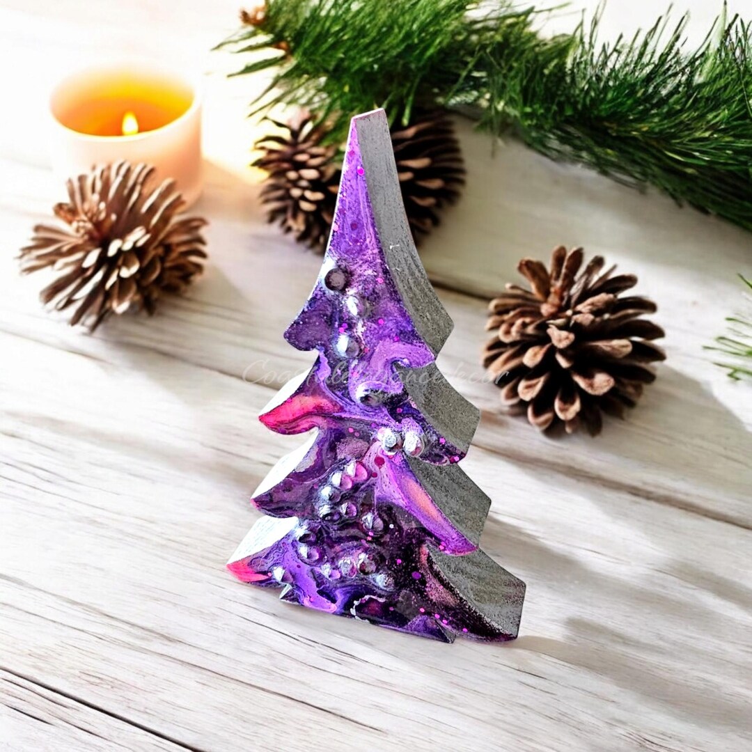 Handcrafted Tabletop Christmas Tree With Branches Chunky Wood and Resin ...