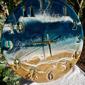 Handcrafted Large Upscale Round Beach Waves Contemporary Resin Wall ...