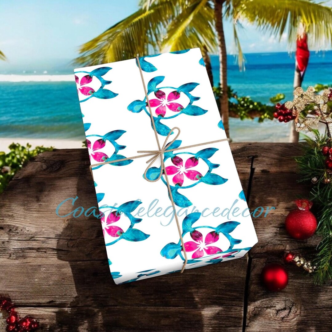 Aloha Polynesian Sea Turtle and Flower My Original Art Print Gift Wrap ...