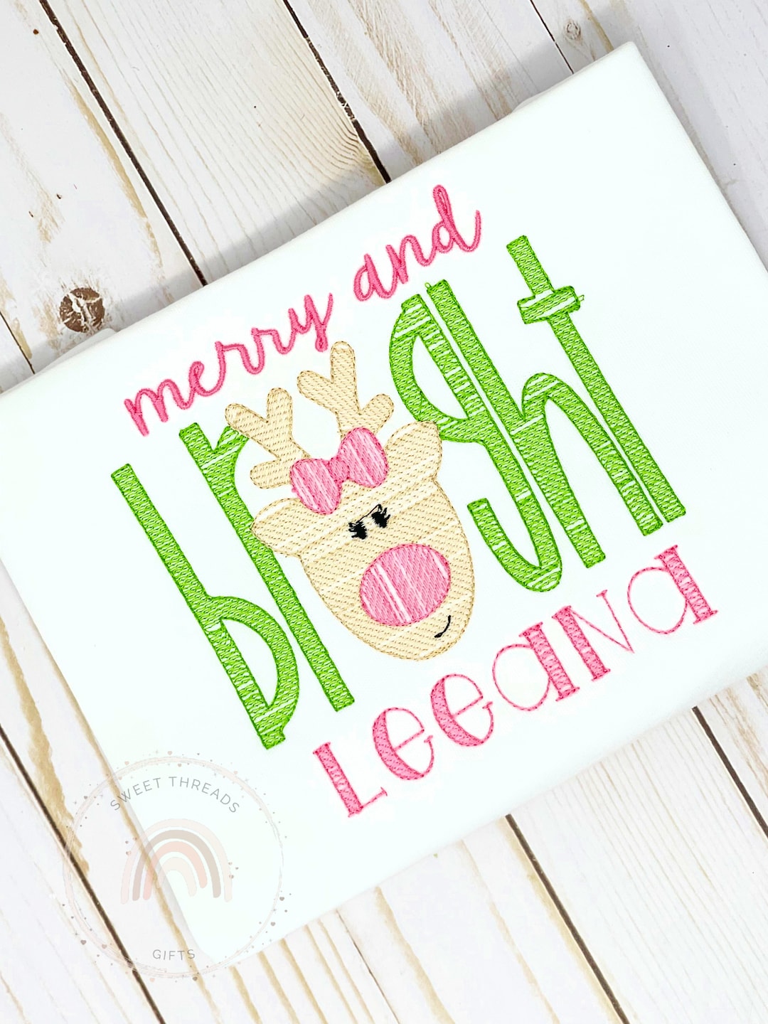 Personalized Girls Christmas Shirt Girls Merry and Bright Christmas ...