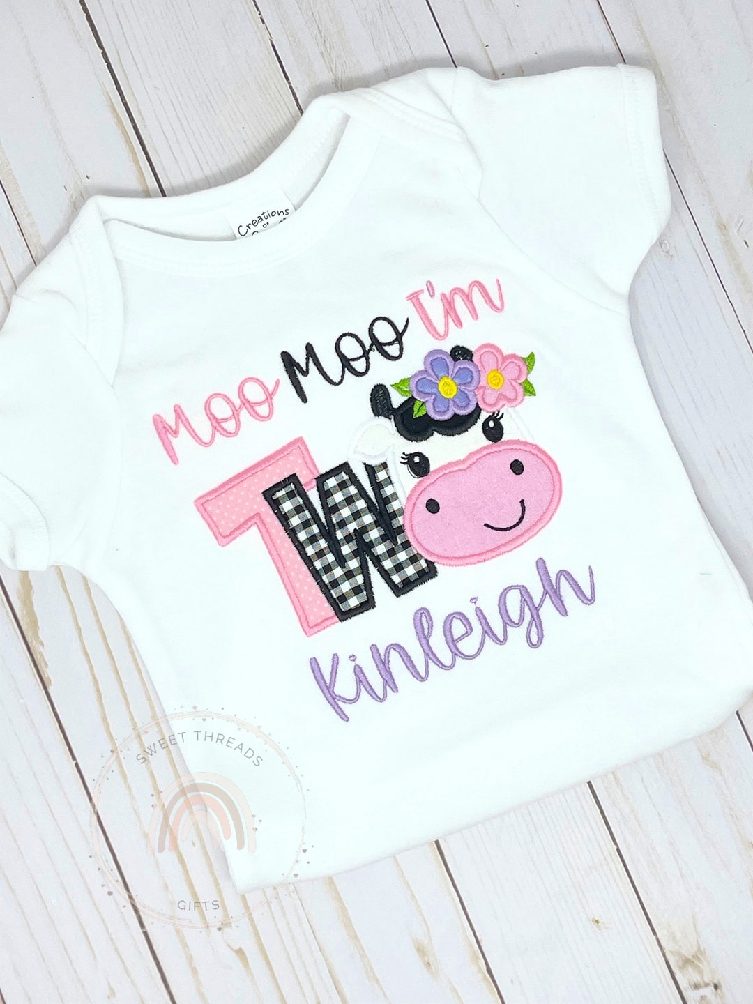 Moo Moo Im Two Birthday Shirt With Name Second Birthday Cow Shirt Cow ...