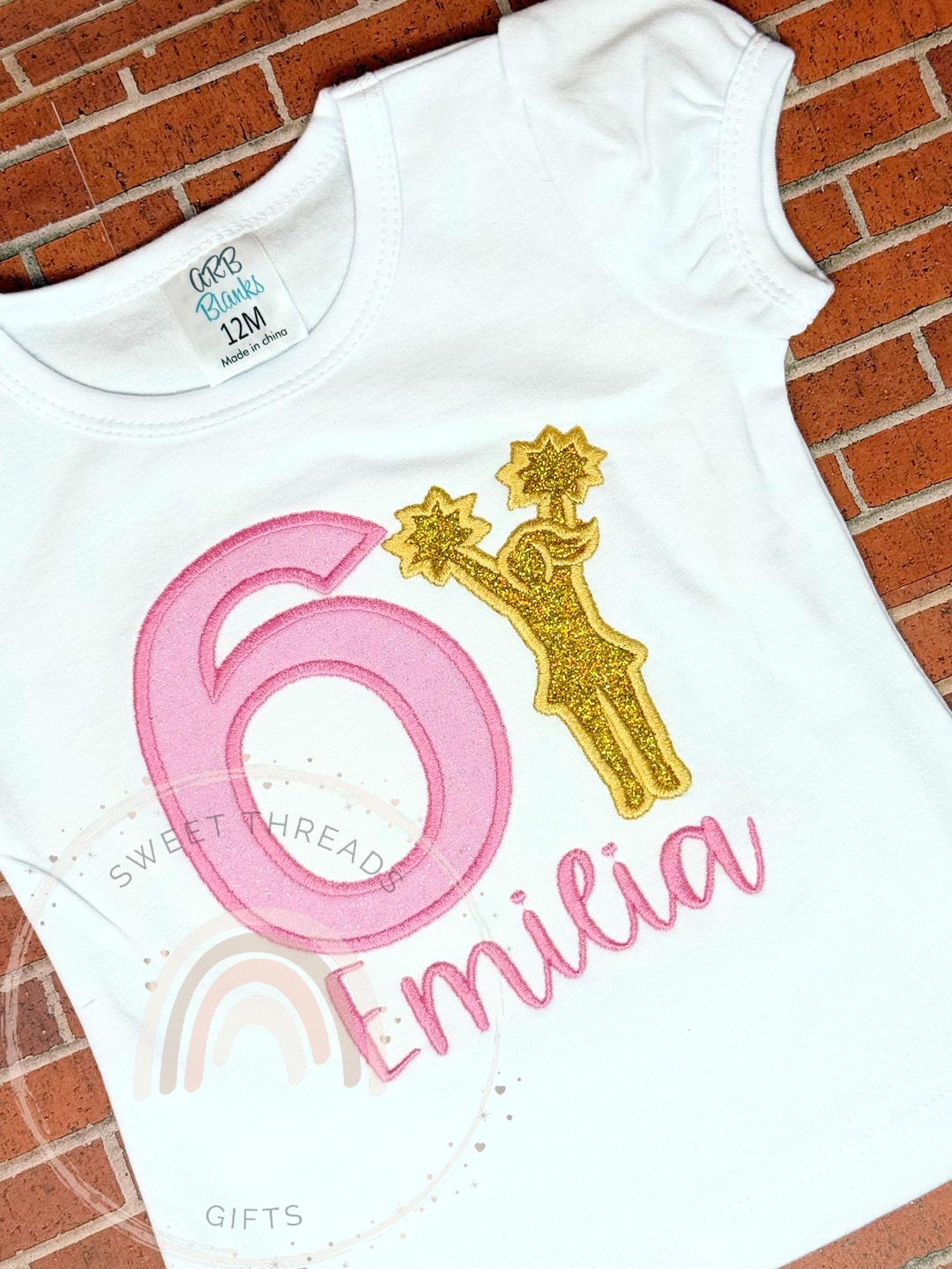 Pink Glitter Cheerleader Birthday Shirt | Personalized Cheer Theme - Etsy