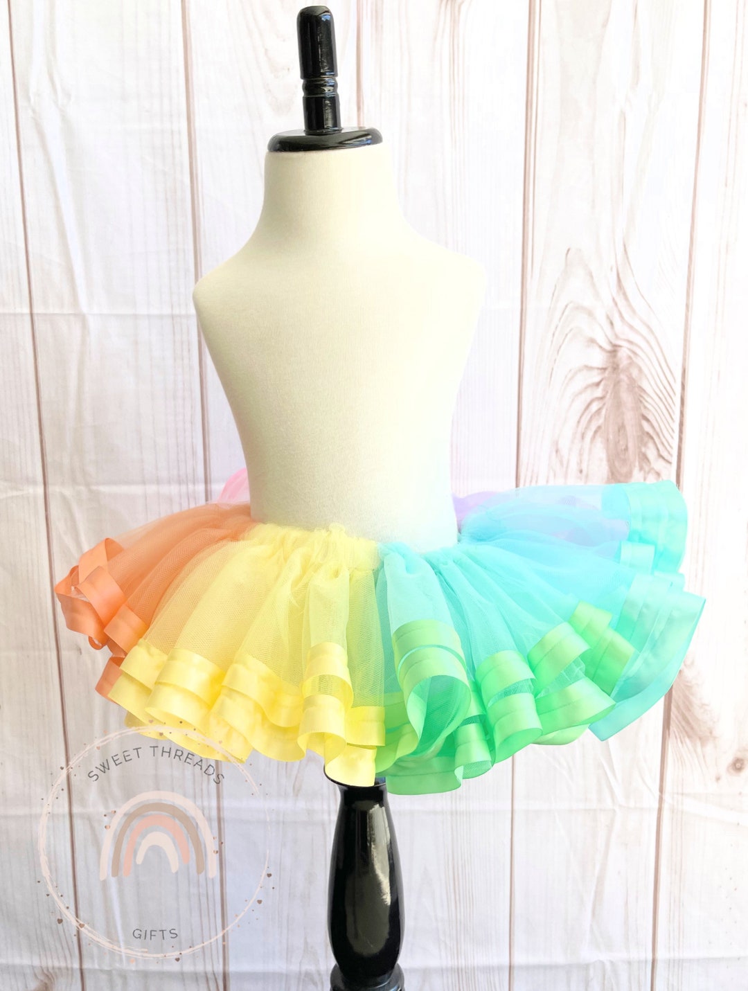 Pastel Rainbow Ribbon Trim Tutu Ribbon Trim Tutu Rainbow Ballet Tutu ...
