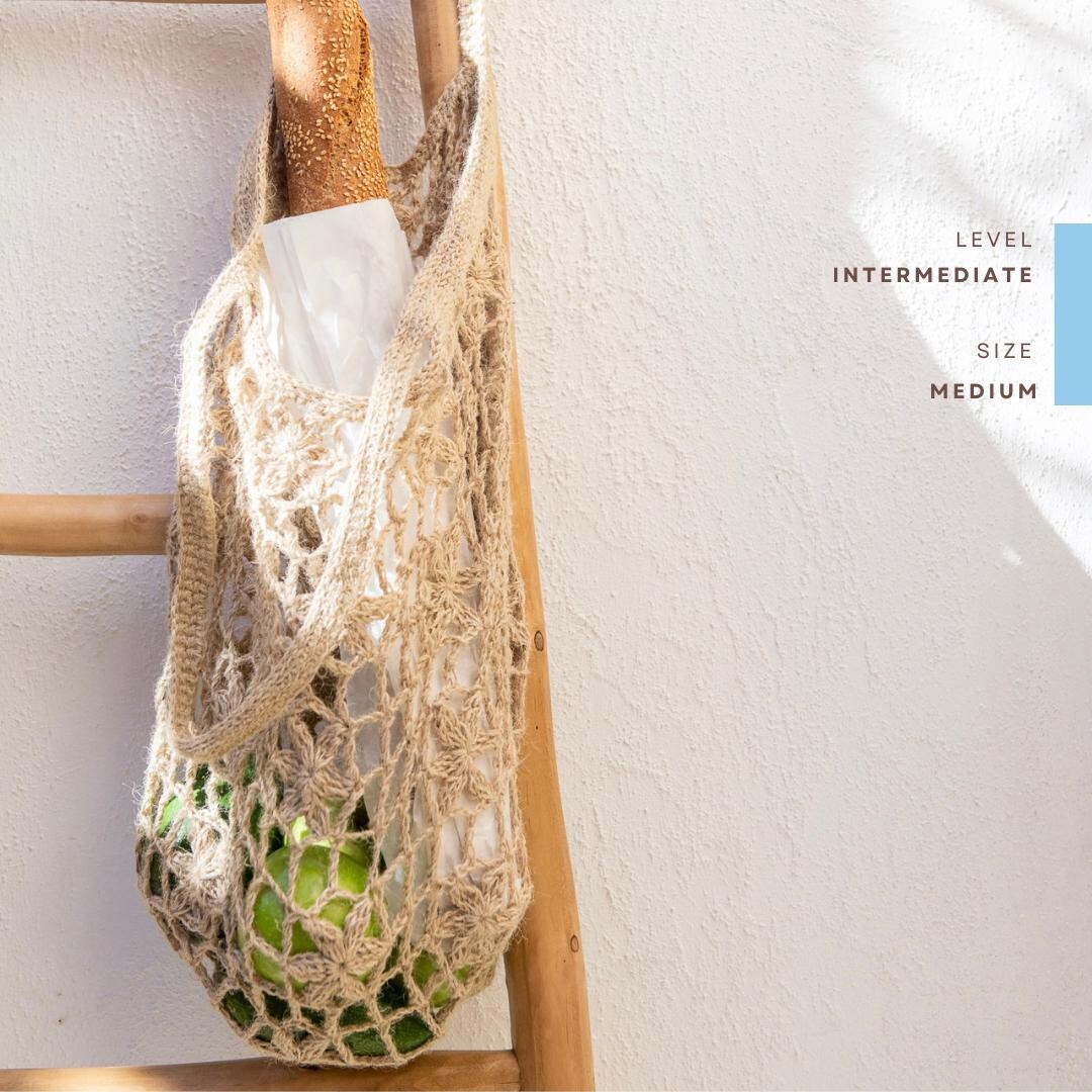 Crochet Pattern LETO BAG Medium, Crochet Bag Pattern, Crochet Net Bag ...