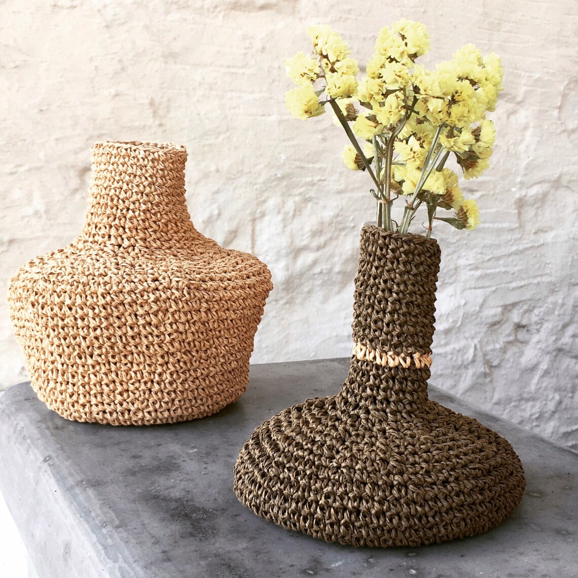 Crochet Pattern for Two Little Vases Natural Aesthetic Vase - Etsy