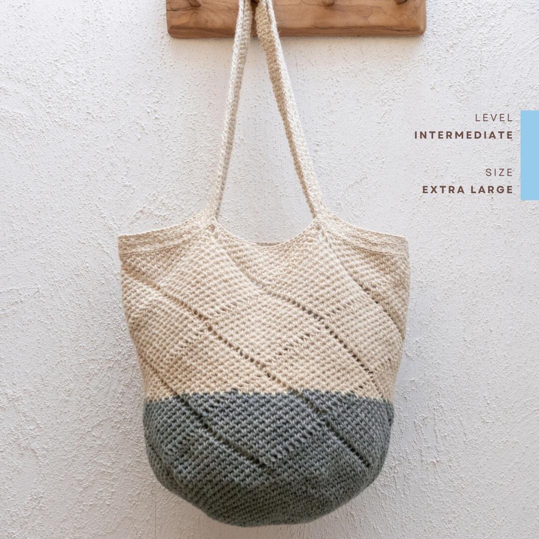 Rhombus Crochet XL Bag Pattern, Jute Boho Shoulder Bag (PDF) - Etsy