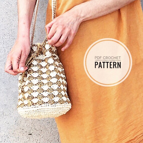 Crochet Drawstring Bag Pattern Crochet shell stitch bag | Etsy