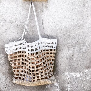 NET BEACH BAG Pattern, Crocheted Bag Pattern, Raffia Bag Crochet ...