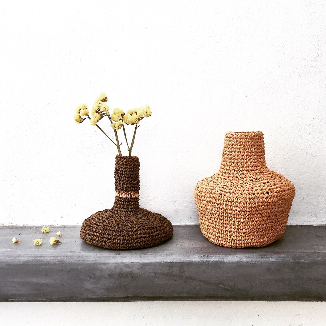 Crochet Pattern for Two Little Vases Natural Aesthetic Vase - Etsy