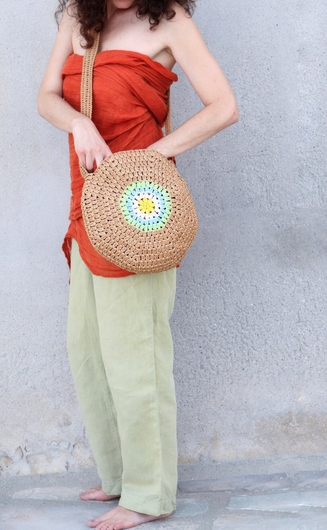 Crochet Bag Pattern Raffia Bag Pattern Round Bag Shoulder | Etsy