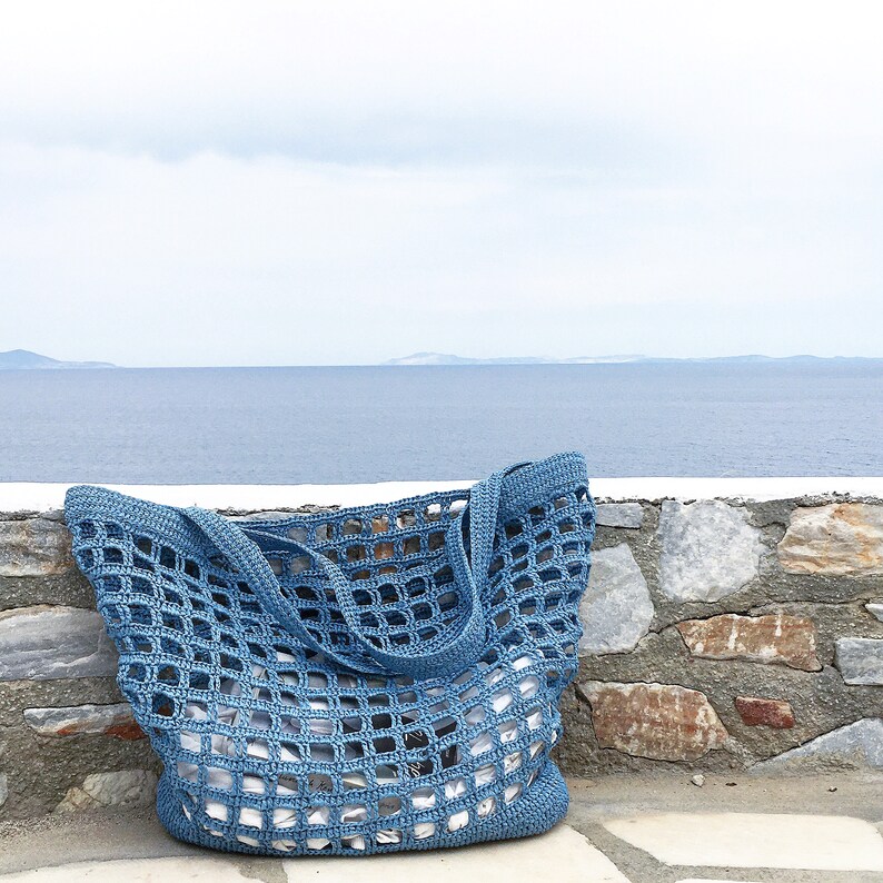 NET BEACH BAG Pattern Crocheted Bag Pattern Raffia Bag - Etsy