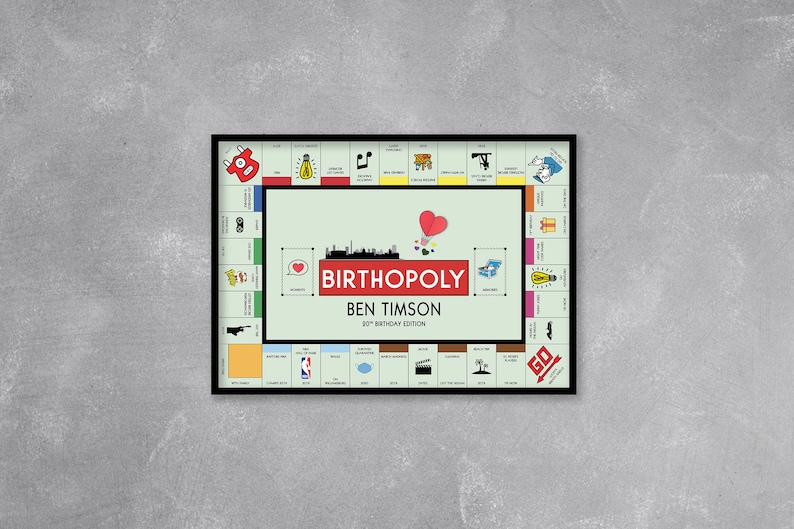 Custom Monopoly Style Board Personalised for Wedding, Anniversary ...