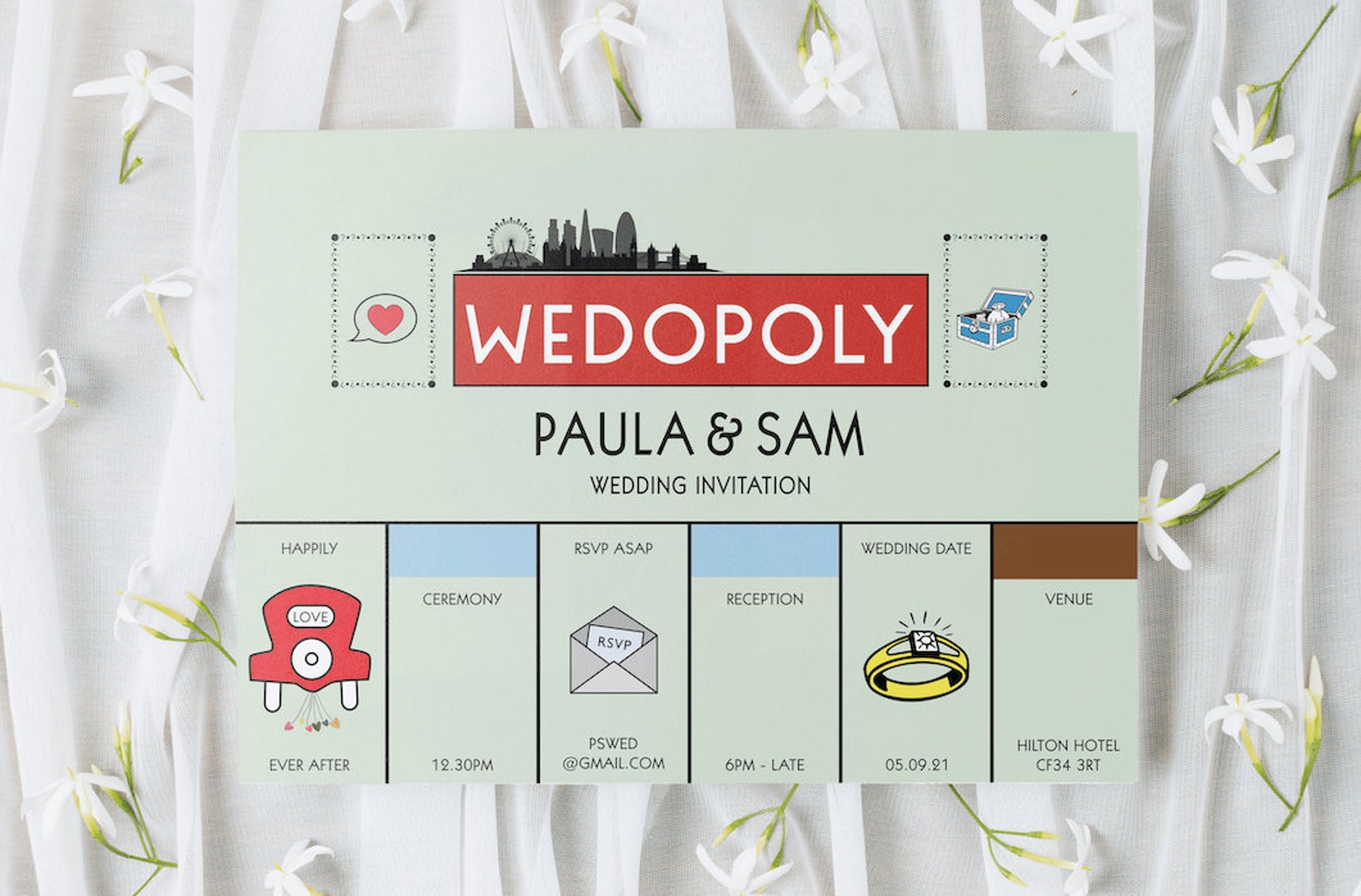 Personalised Monopoly Themed Board Game Wedding Invitation or ...