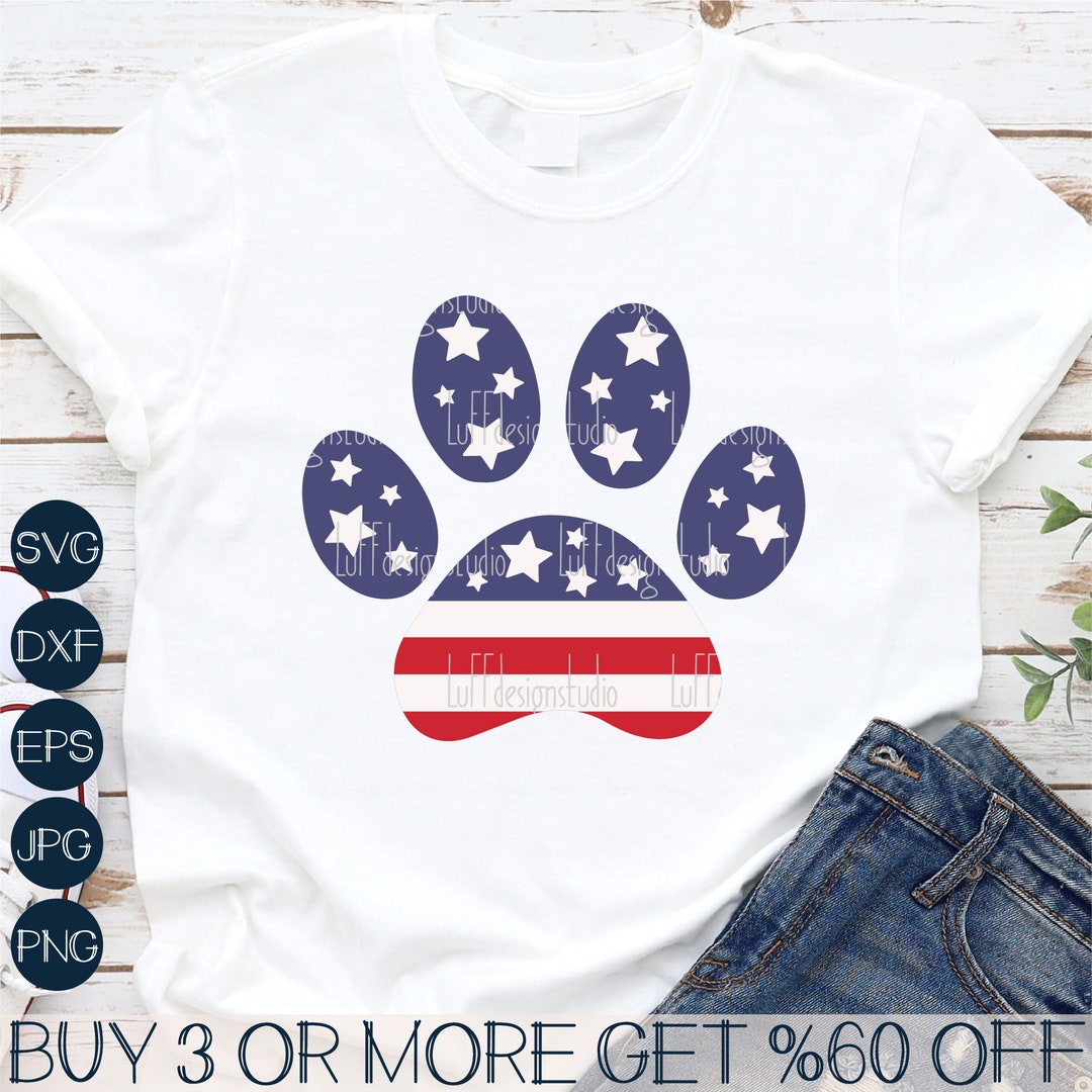 Paw American Flag SVG, Patriotic Dog Lover PNG, Funny 4th of July SVG ...