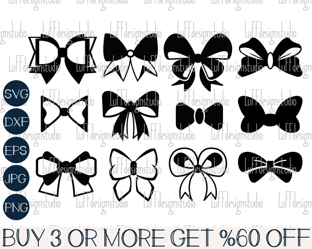 Bow SVG, Hair Bow SVG, Bow Template, Bow Tie, Clipart, Dxf, Png, Svg ...