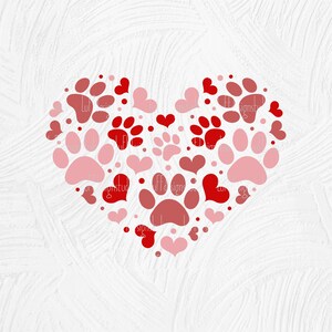 Dog Valentine SVG, Paw Heart SVG, Cat Dog Lover Valentines Day SVG, Dog ...