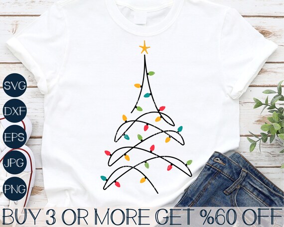 Christmas Tree SVG Christmas Lights SVG Christmas PNG Merry - Etsy