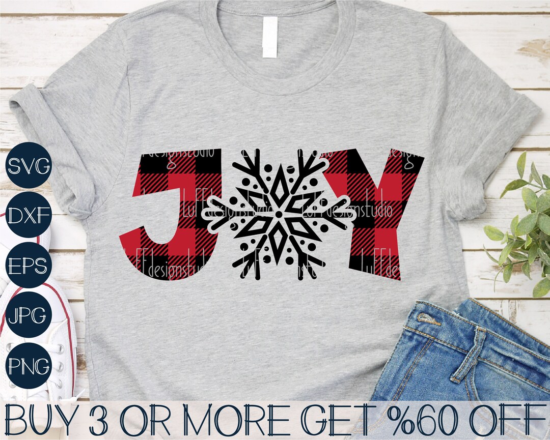 Joy SVG, Snowflake SVG, Christmas SVG, Buffalo Plaid Svg, Inspirational ...
