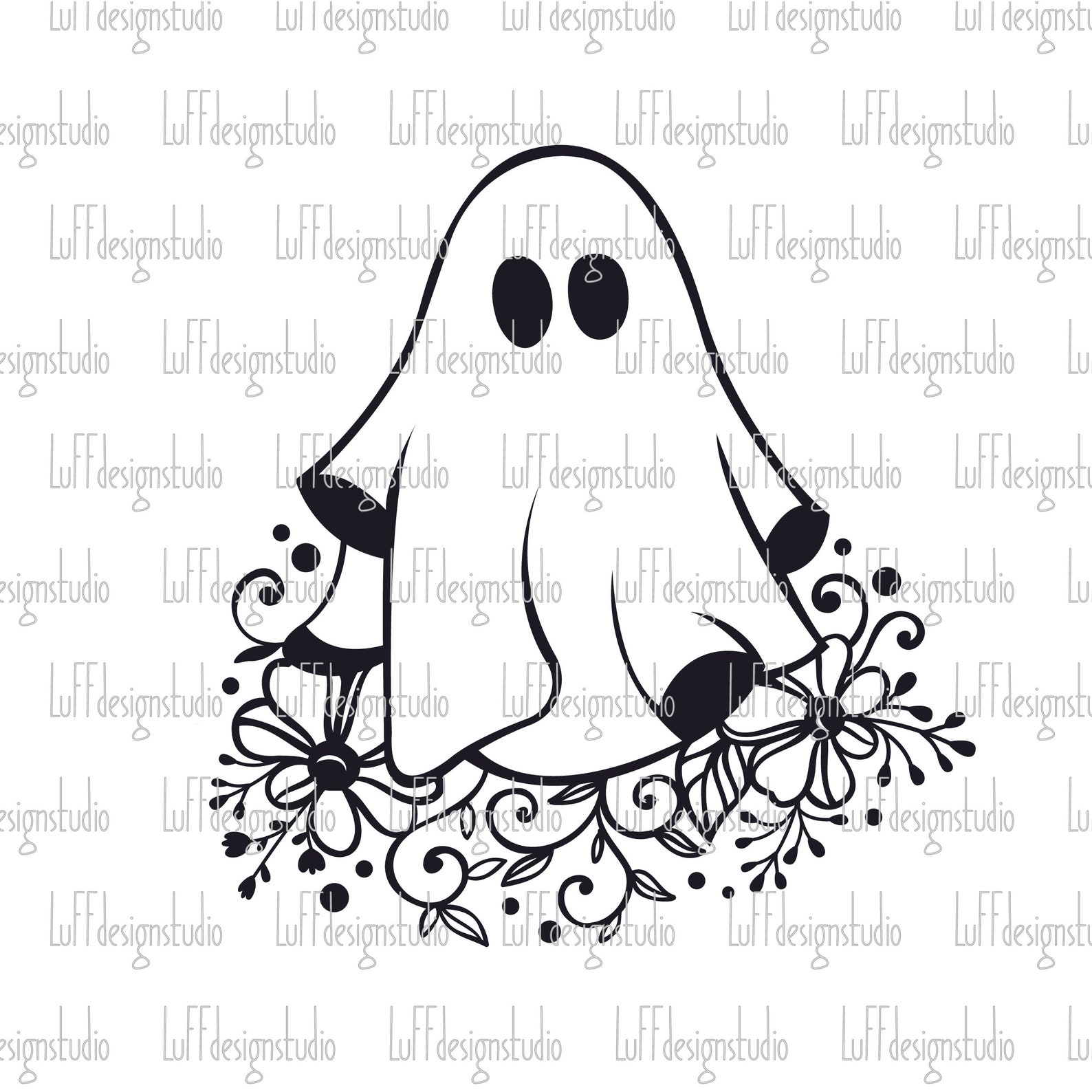 Floral Ghost SVG Ghost With Flowers SVG Boo Svg Halloween - Etsy
