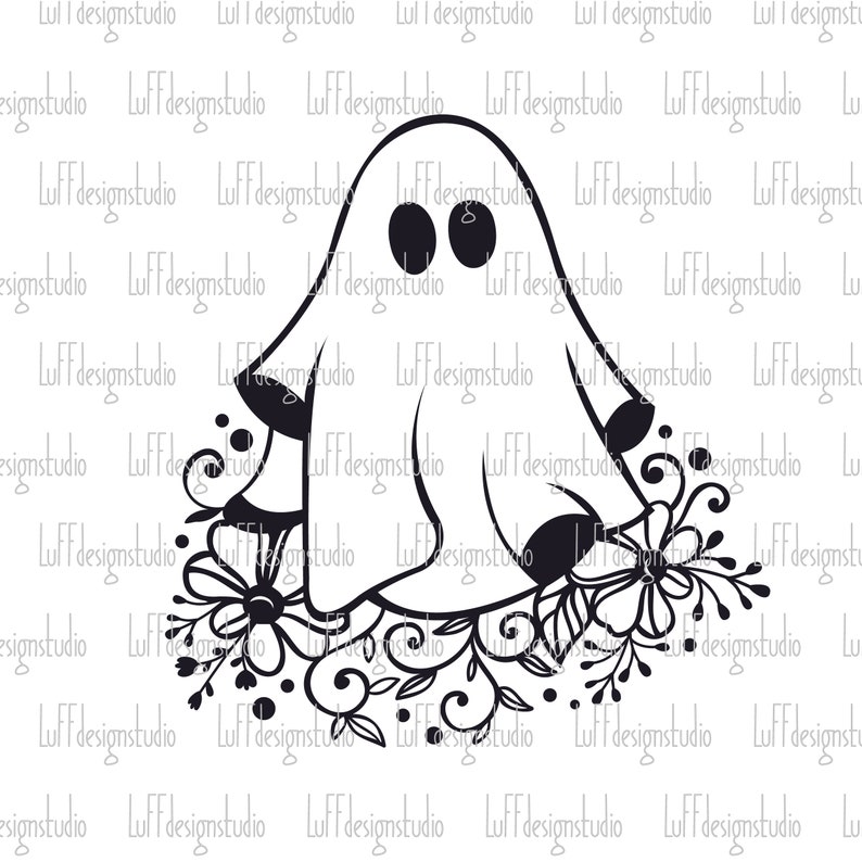 Floral Ghost SVG Ghost With Flowers SVG Boo Svg Halloween - Etsy