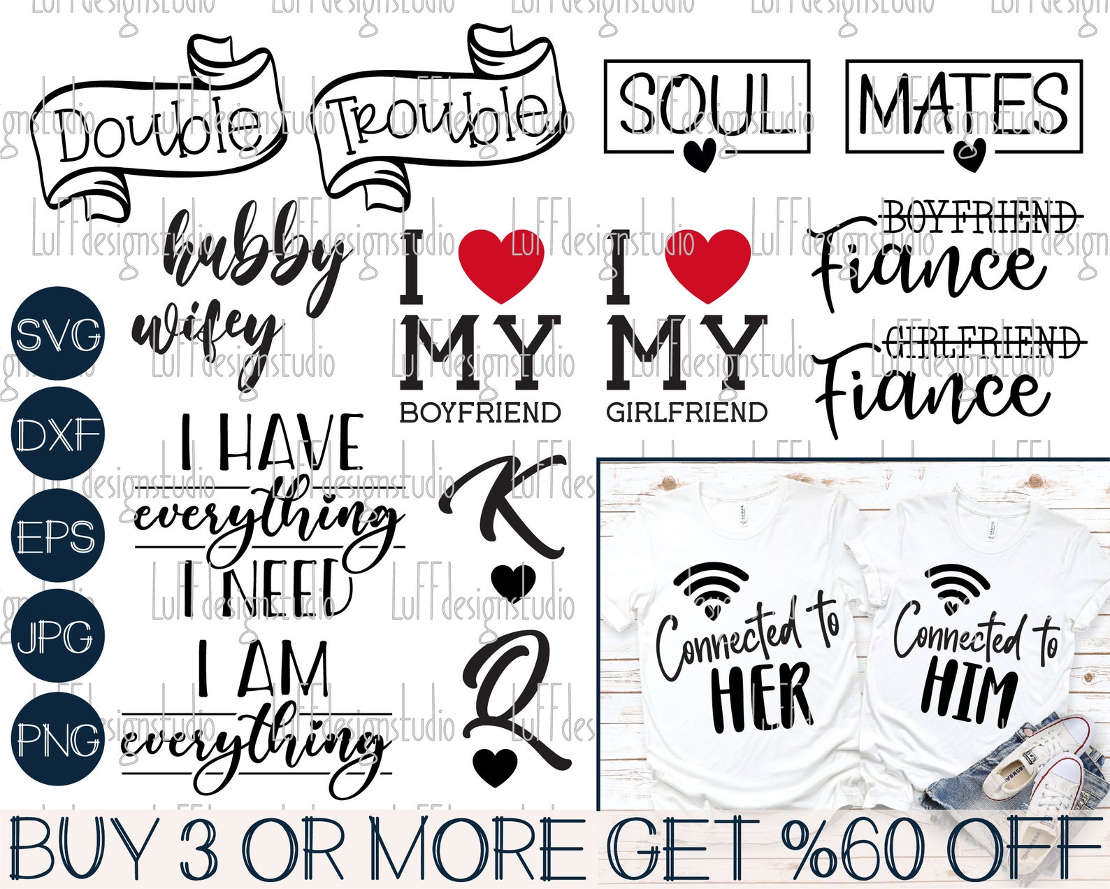 Valentines Day SVG Bundle, Funny Valentine SVG, Couples Svg, Matching ...