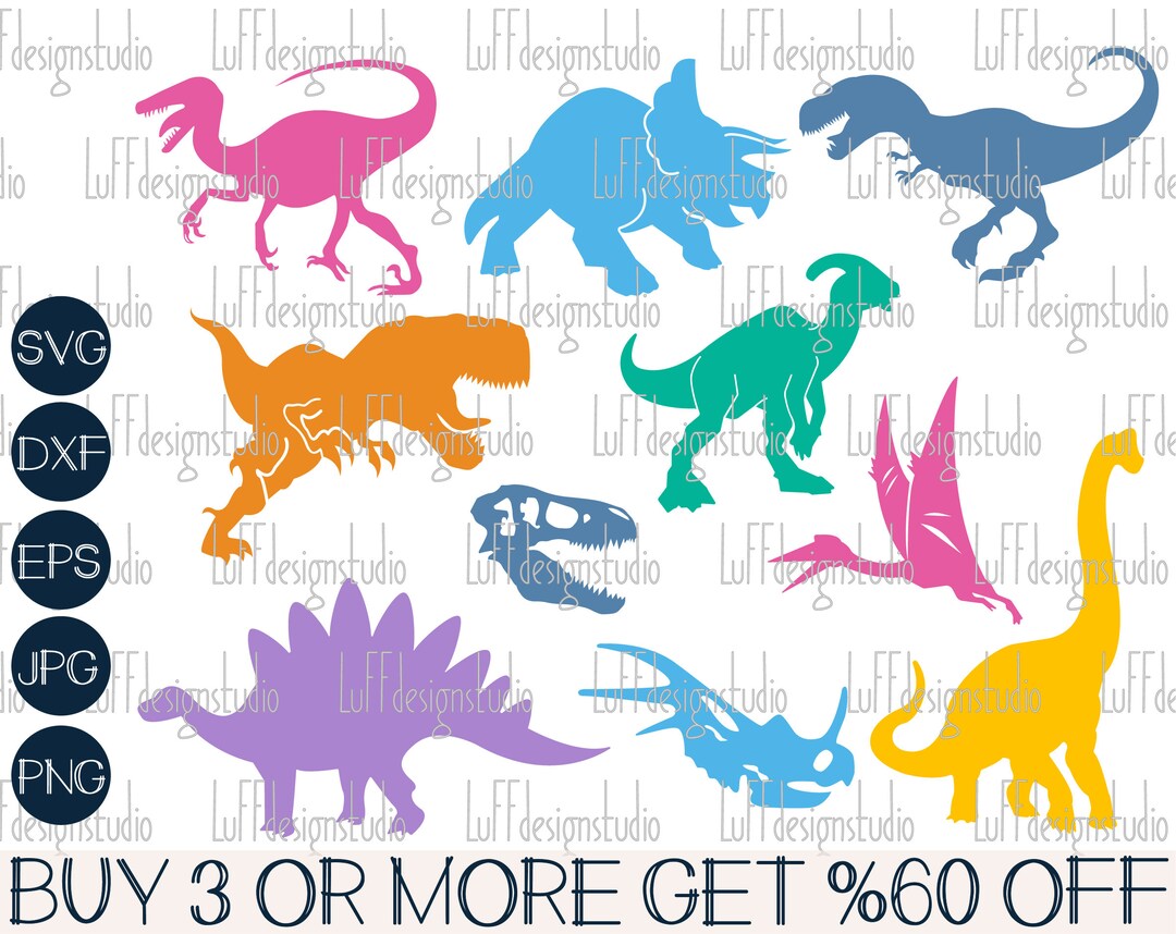 Dinosaur SVG Bundle, Dino SVG, Dinos Clipart, Trex, Raptor, Png, Dxf ...